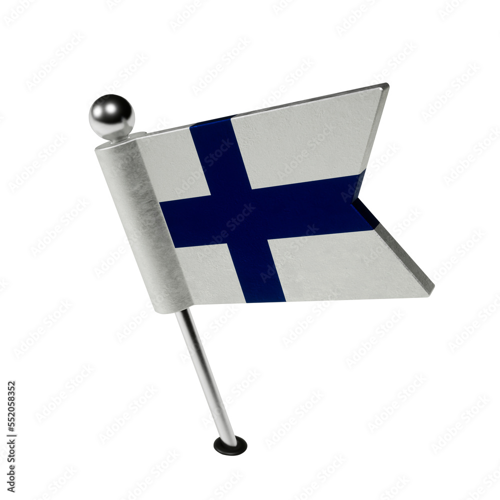 The flag of Finland. Board pin in the shape of a flag. The flag is ...