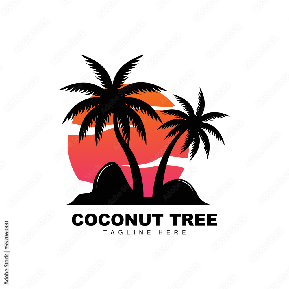 Coconut Tree Logo, Ocean Tree Vector, Design For Templates, Product ...