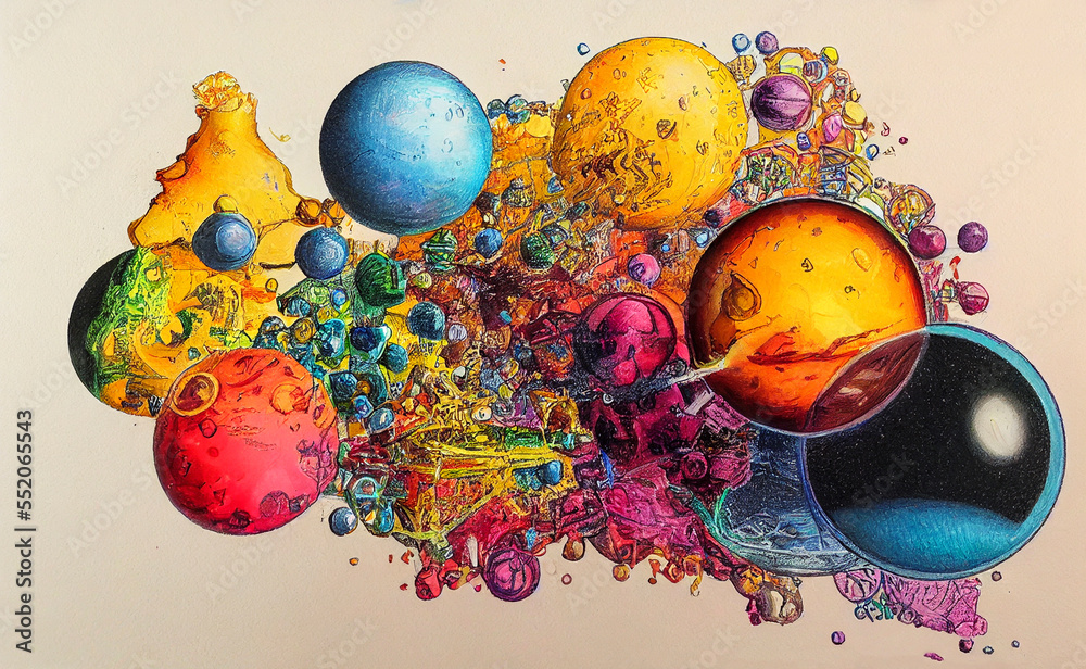 Chemical molecules of different shape and color, generative ai ...