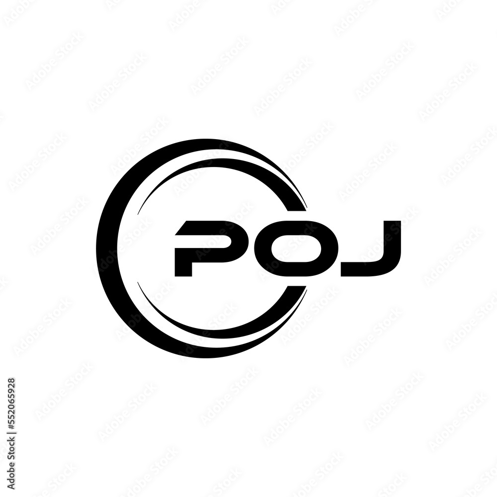 POJ letter logo design with white background in illustrator, cube logo ...