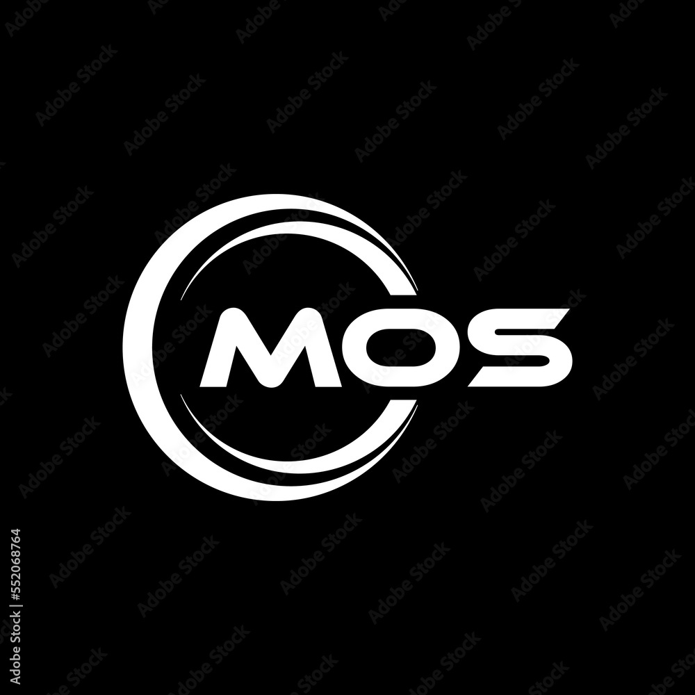 MOS letter logo design with black background in illustrator, cube logo ...