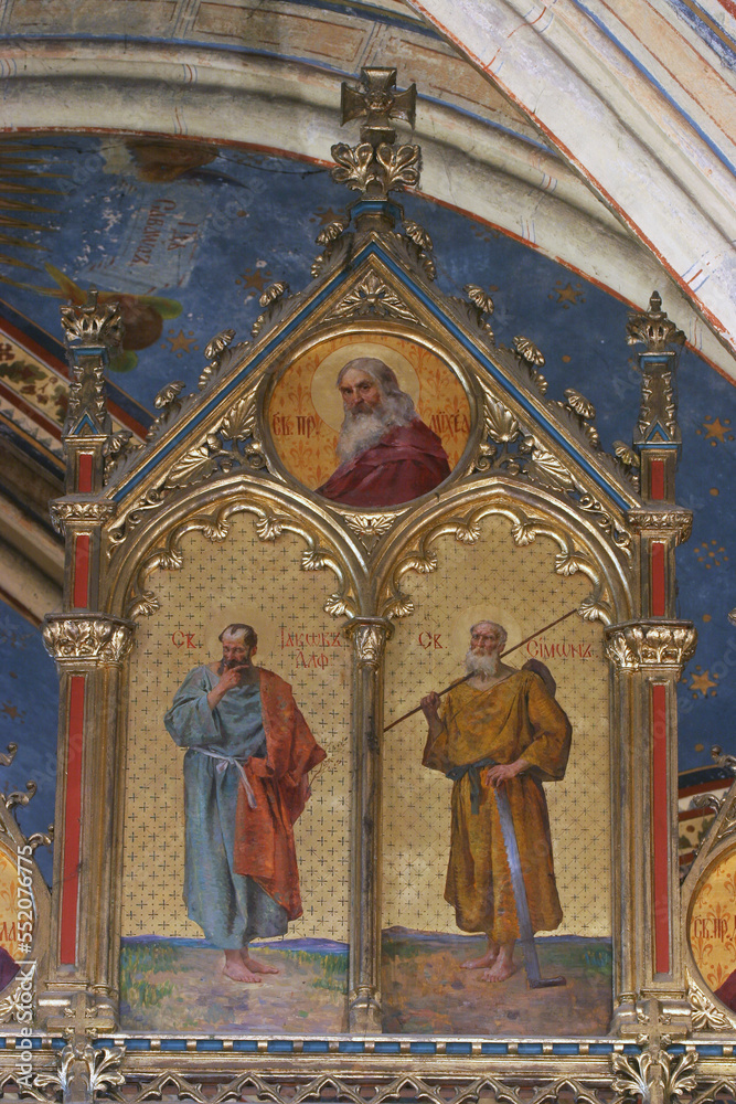 Saint James and Simon below, Prophet Micah above, iconostasis in the ...