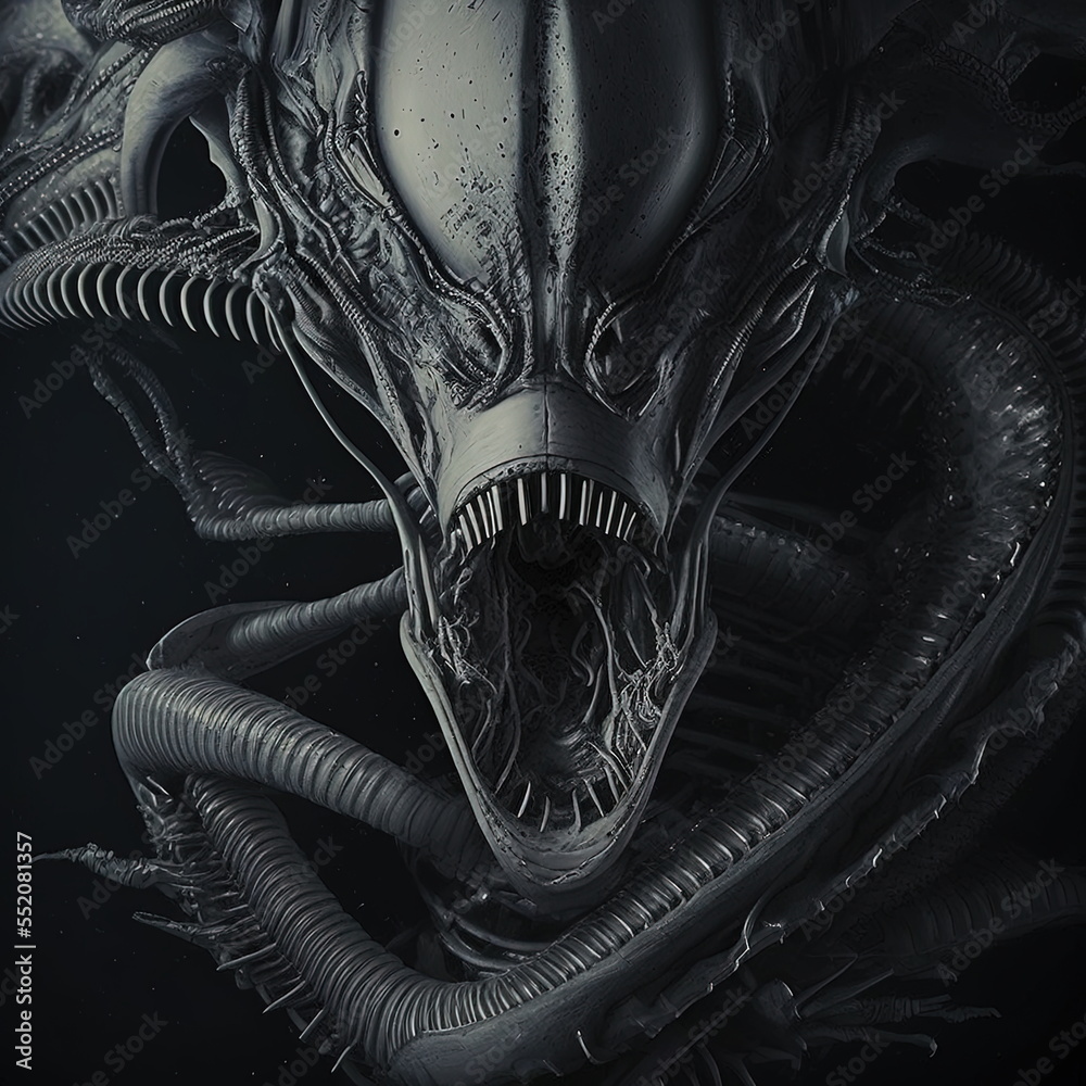 Alien head fictitious generative AI artwork Stock Illustration | Adobe ...