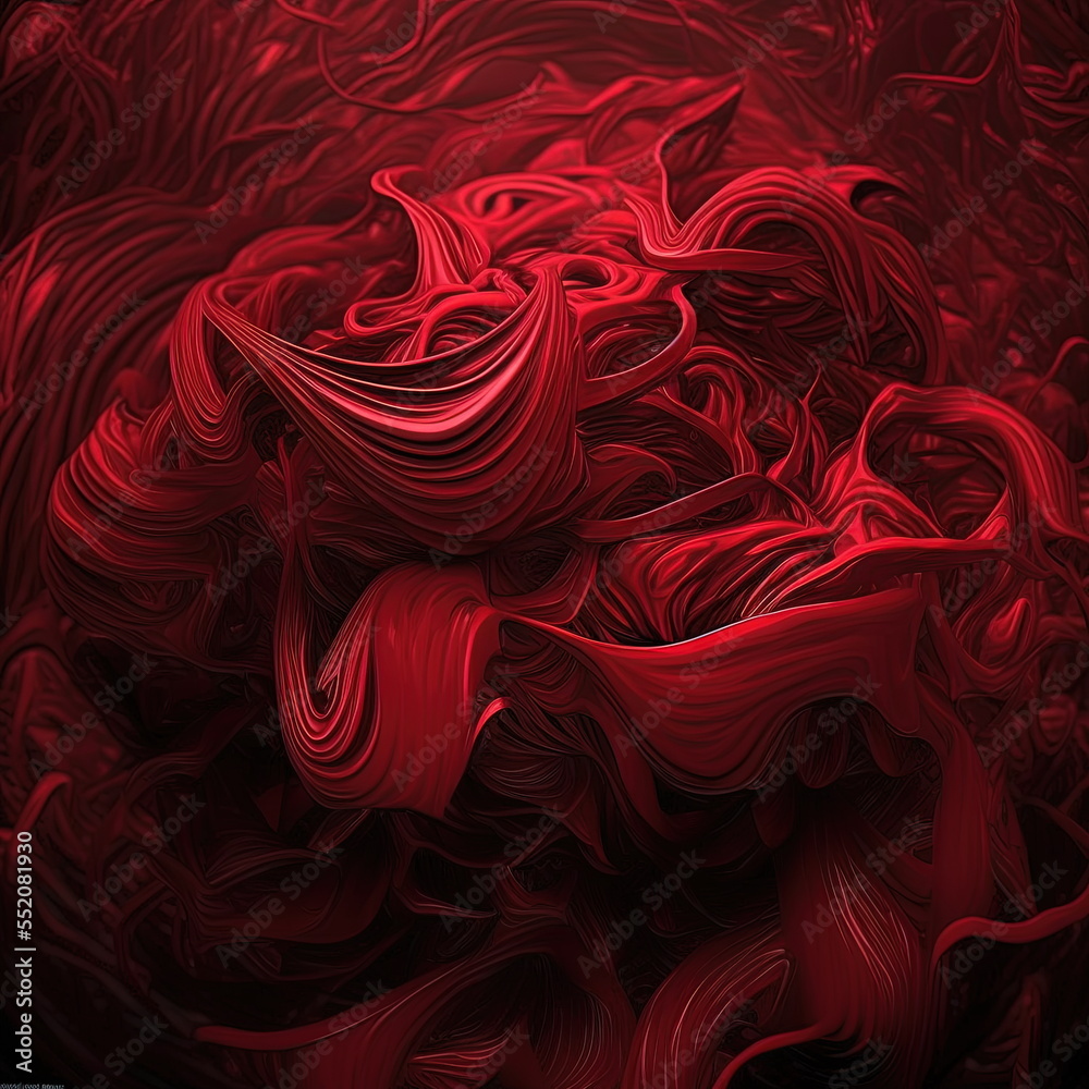 red abstract formation fictitious generative AI artwork Stock ...