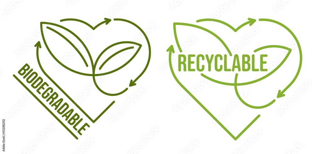 Poster Recyclable and Biodegradable materials labeling – Muurposter ...