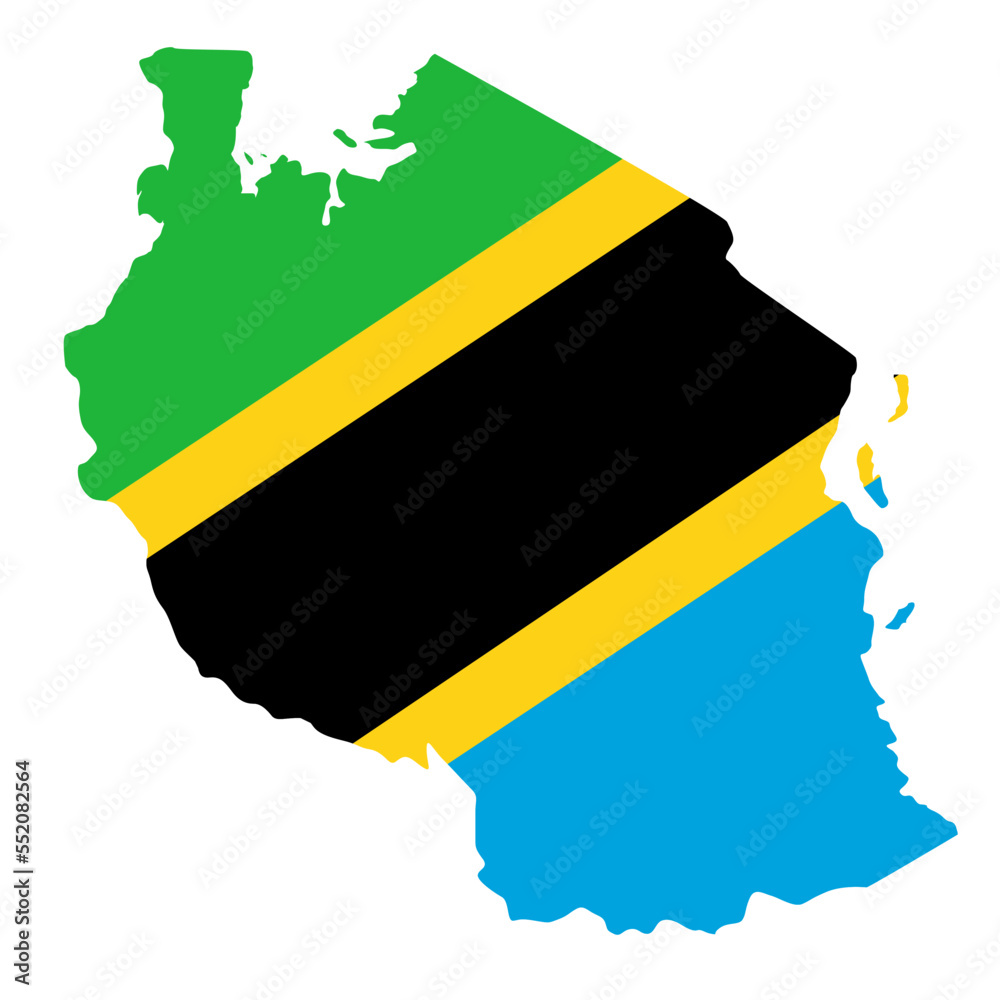 Tanzania map with flag african cartography Stock Vector | Adobe Stock
