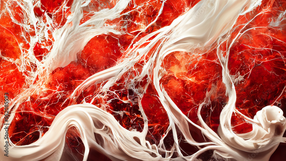 Abstract red and white liquid wallpaper. Texture imitating moving blood ...