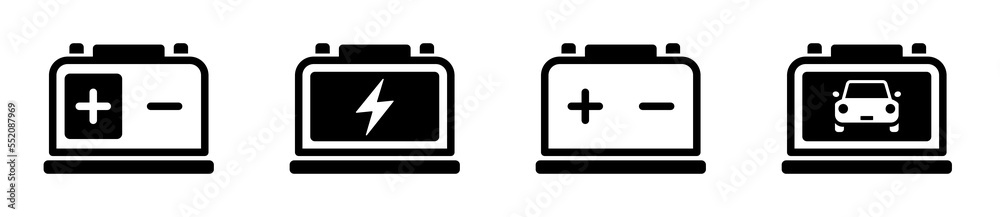 Car power battery symbol icons. Energy power accumulator. Auto icon ...