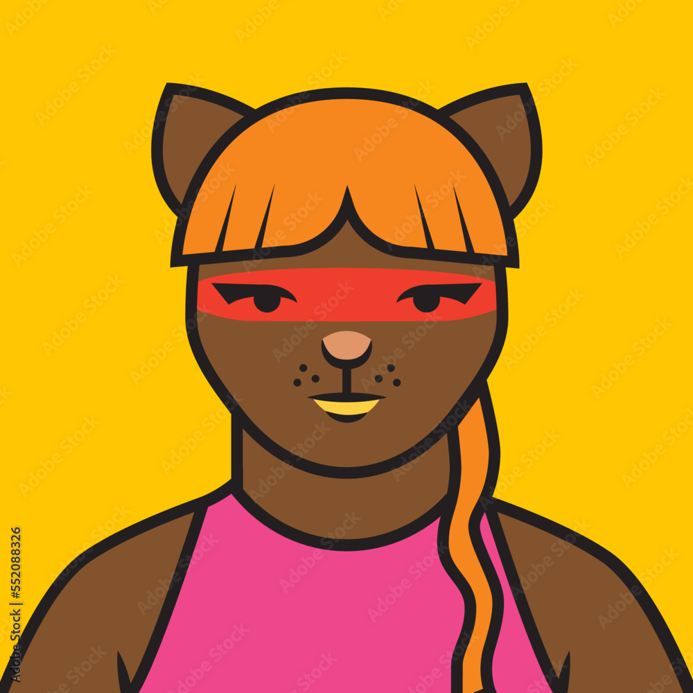 Nina avatar young cool cat character Stock Vector | Adobe Stock