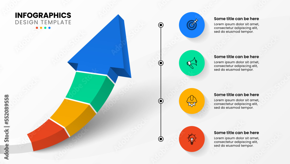 Infographic template. 3d rising arrow divided into 4 pieces Stock ...