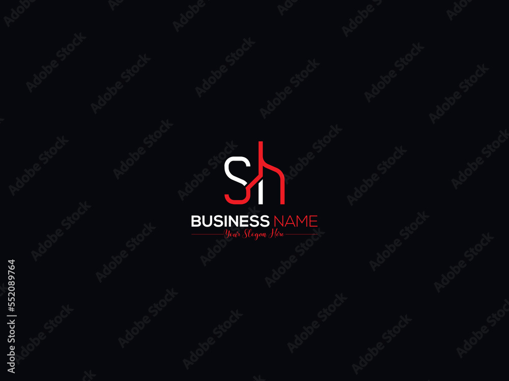 Capital Letter SH Logo Image, Red White Sh s h Letter Logo Template ...