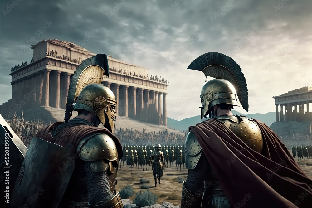 Generative AI : a battle between two Greek armies in front of the ...