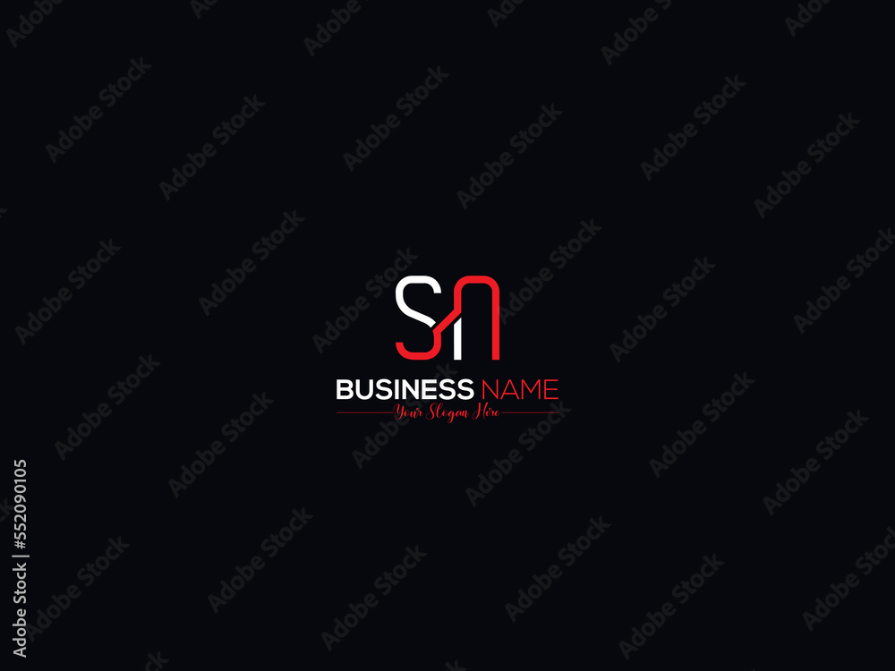 Capital Letter SN Logo Image, Red White Sn s n Letter Logo Template ...
