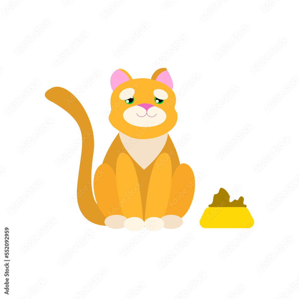 Old cat cartoon character sitting vector illustration. Cute cat growing ...