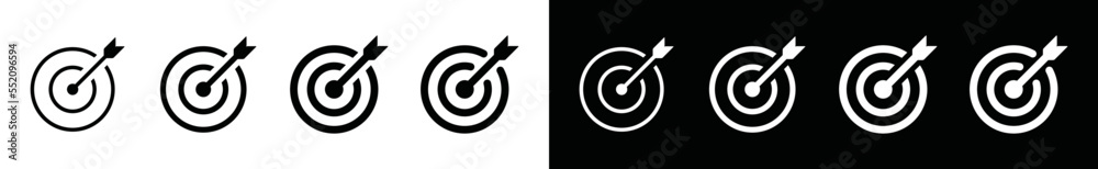 Target icon vector. Target goal arrow icon. variations of target ...