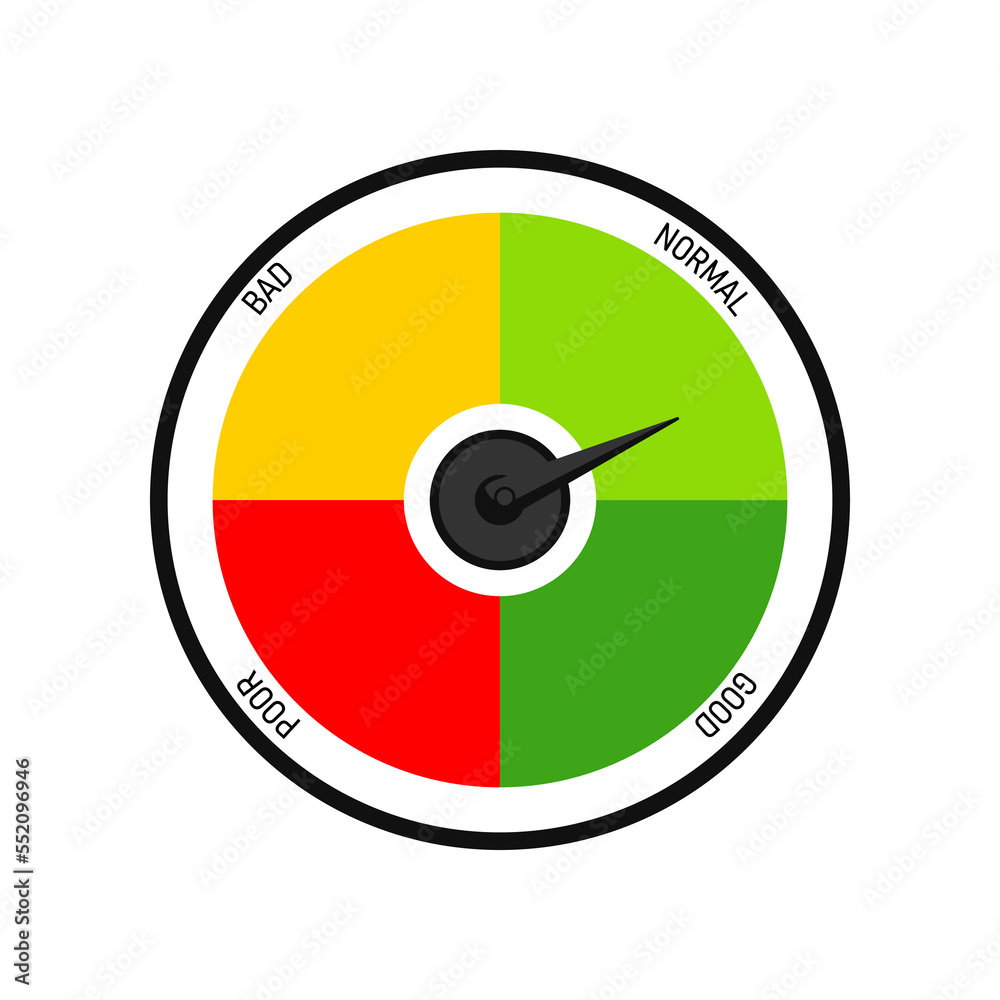 Business round speedometer with normal score illustration. Indicator ...