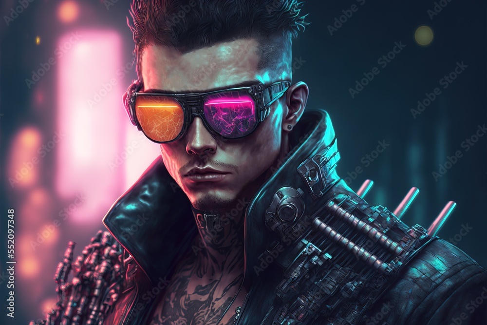 Digital artwork of sci-fi cyberpunk gangster character wearing ...