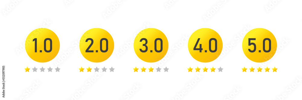 Star rating badges. Five Gold Star Review Rating, rating customer ...