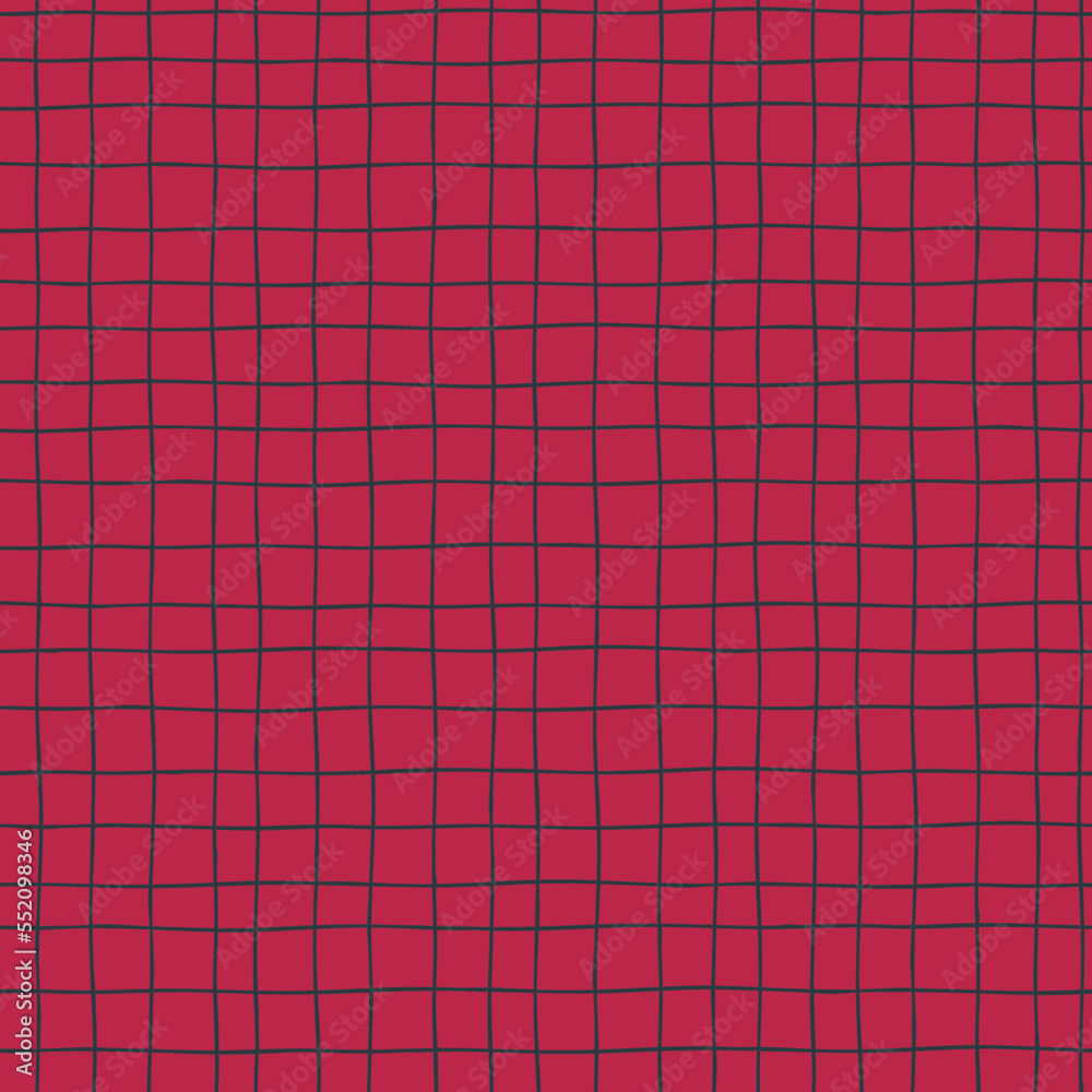 Seamless checkered repeating pattern with hand drawn checks. Red Color ...