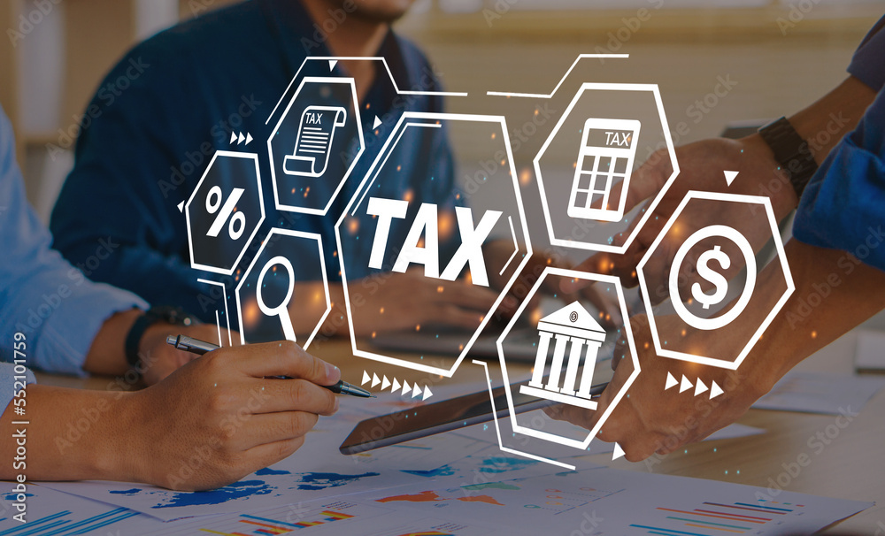 Group of business people meeting to complete Individual income tax ...