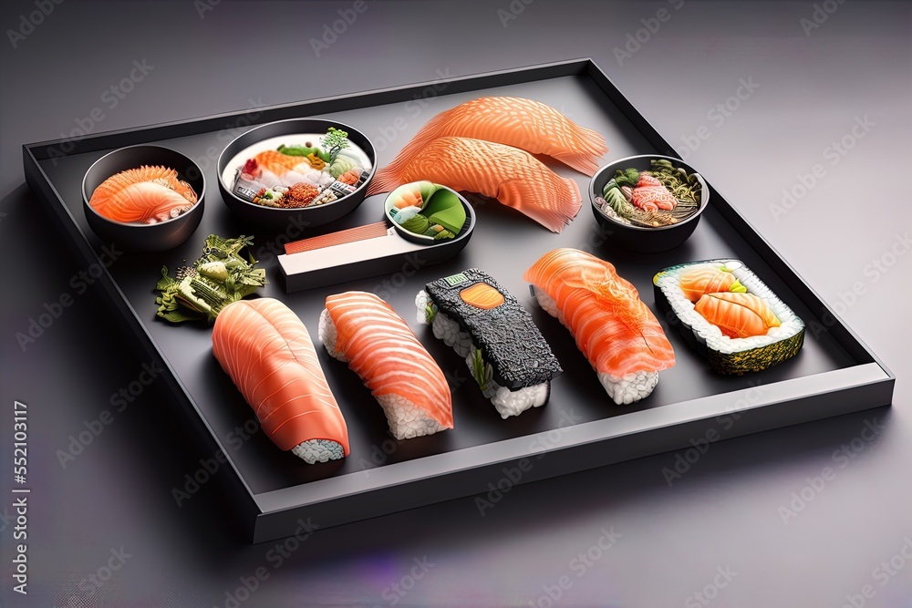 photorealistic Sushi in a sci-fi/knolling case - AI Generated Stock ...