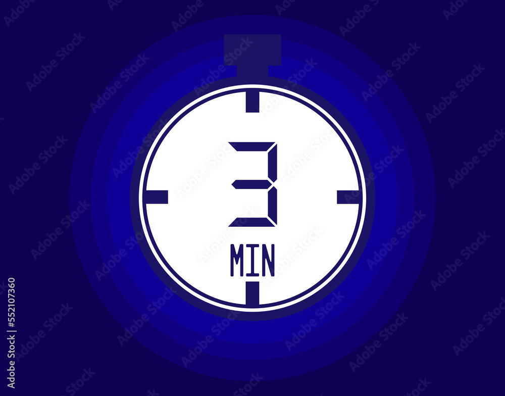 3 minutes stopwatch vector icon. Stopwatch icon in clock style. Timer ...