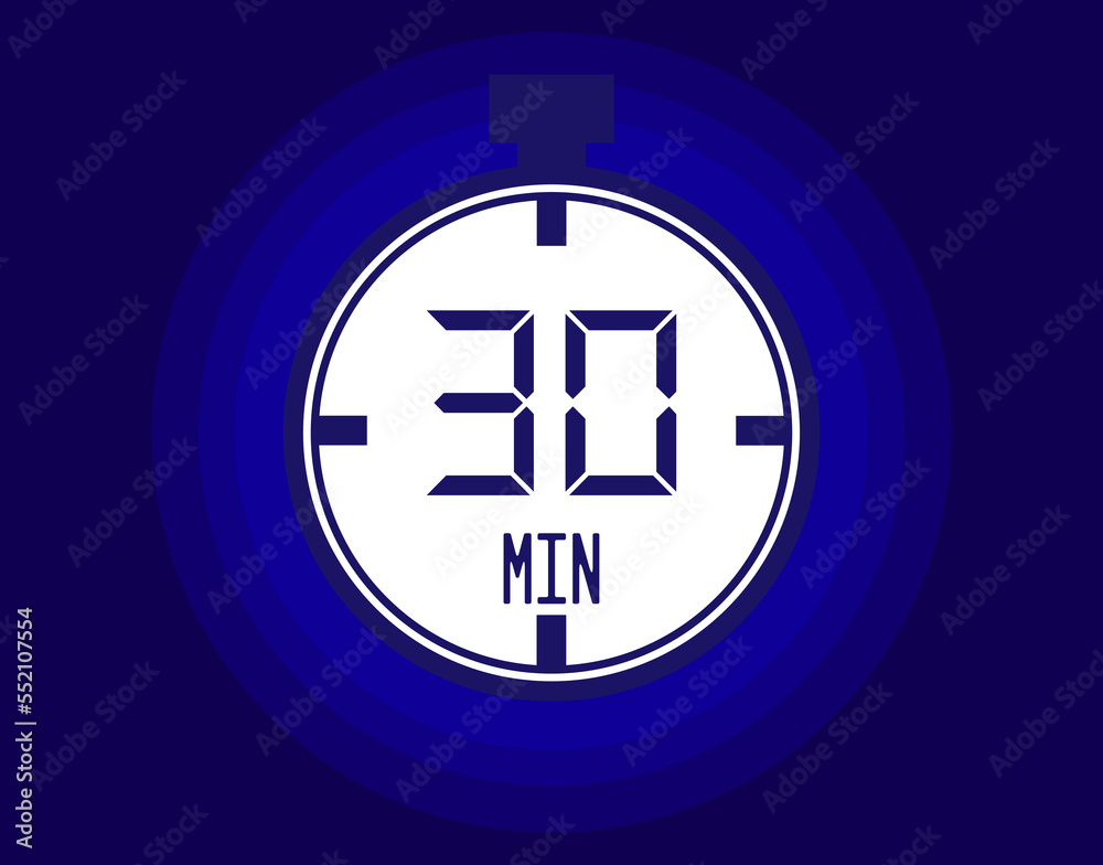 30 minutes stopwatch vector icon. Stopwatch icon in clock style. Timer ...