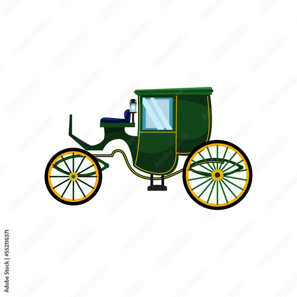 Green vintage carriage for royals vector illustration. Cartoon drawing ...