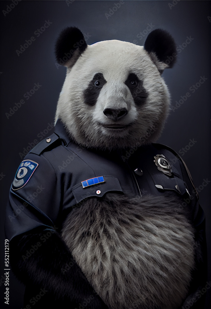 Panda Bear as Police Officer. Generative AI Stock Illustration | Adobe ...