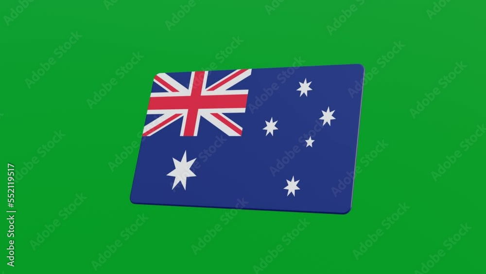Australia Flag card animation on green screen, Spinning 3D Australia ...