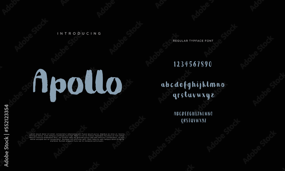Hand drawn typeface set isolated on white. Brush painted characters ...