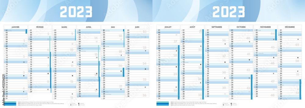 2023 french calendar with school holidays - france - printable business ...