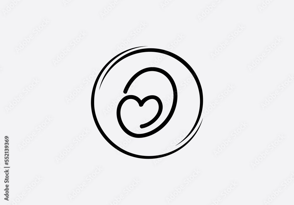 Love font circle sign. love logo design and heart font design letters ...