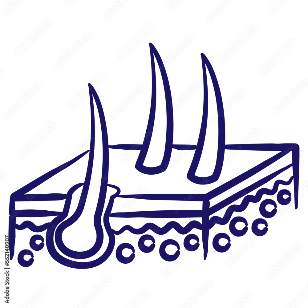 Human skin with hair follicles minimal vector icon drawn with brush ...