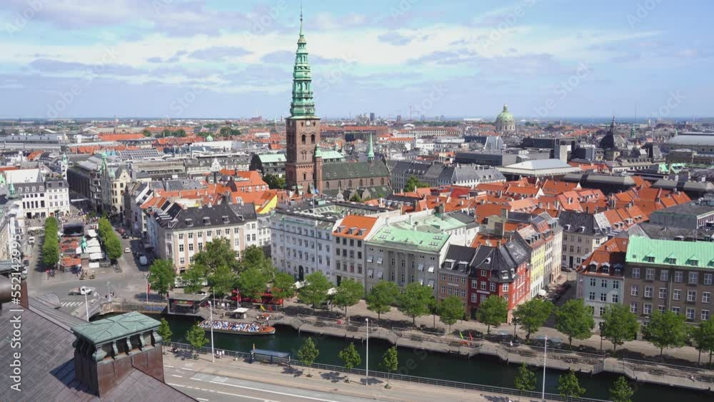 Panorama view Copenhagen, Denmark skyline from Christiansborg Palace ...