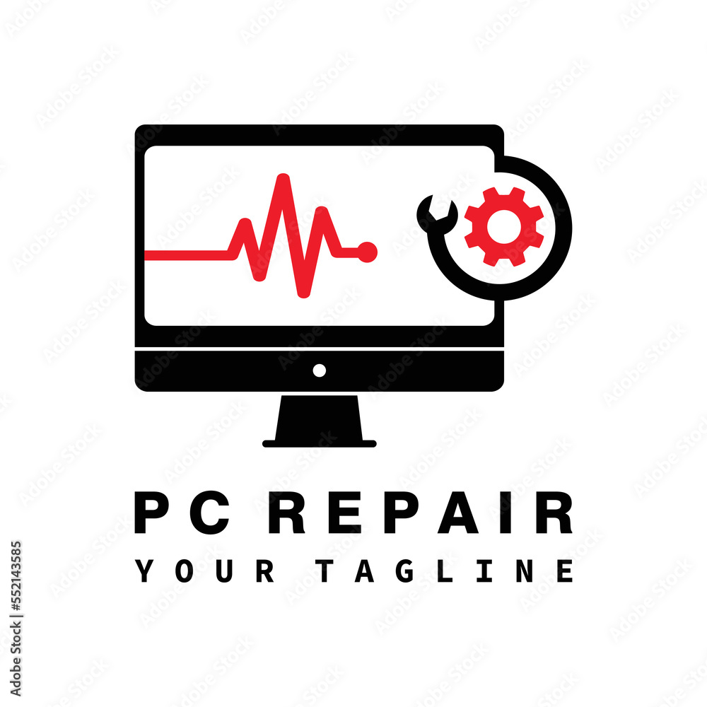 PC Repair Logo Template Design Vector Stock Vector | Adobe Stock