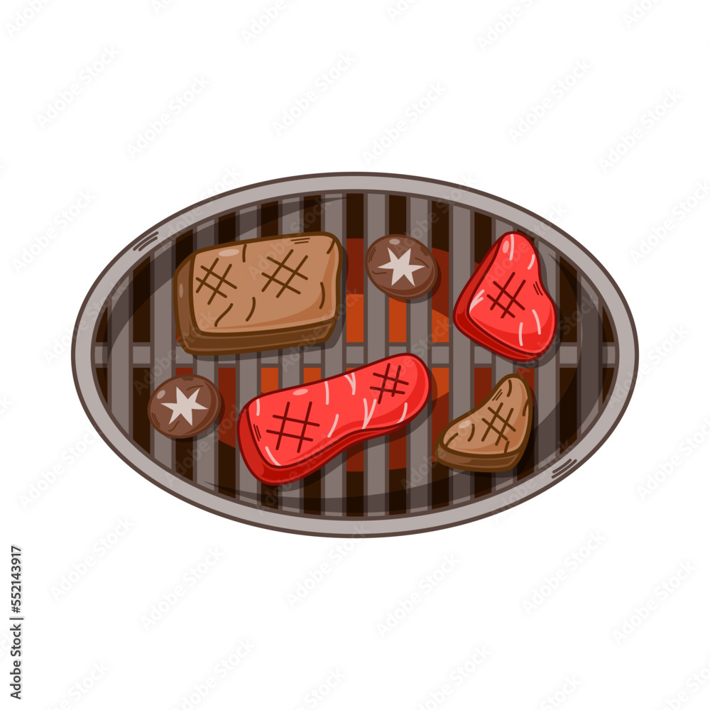 cartoon yakiniku, japanese food vector isolated on white background ...