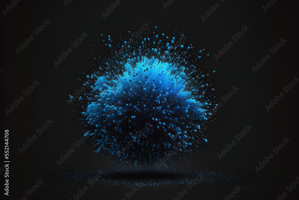 The result is like an explosion. dots of neon light or substance ...