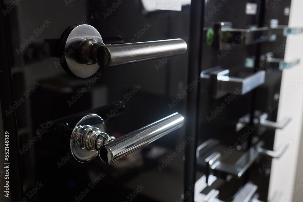 Door closers in a specialized store. Many different door and gate ...