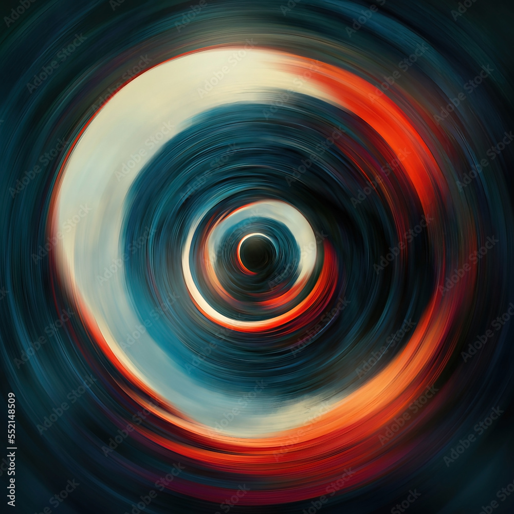 Vibrant winding vortex glowing and zooming time travel glowing circle ...