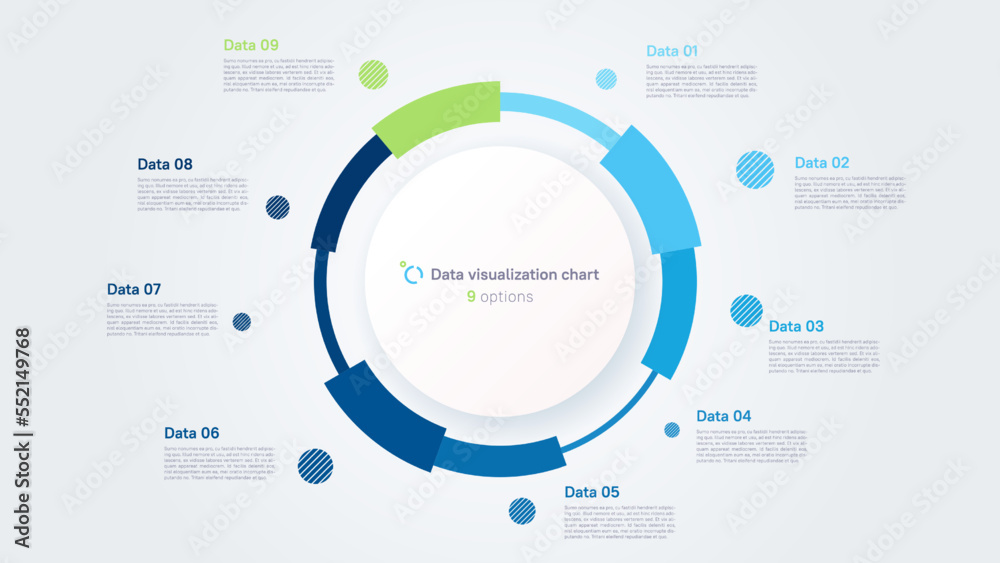 Vector pie chart infographic template in the form of pie chart divided ...