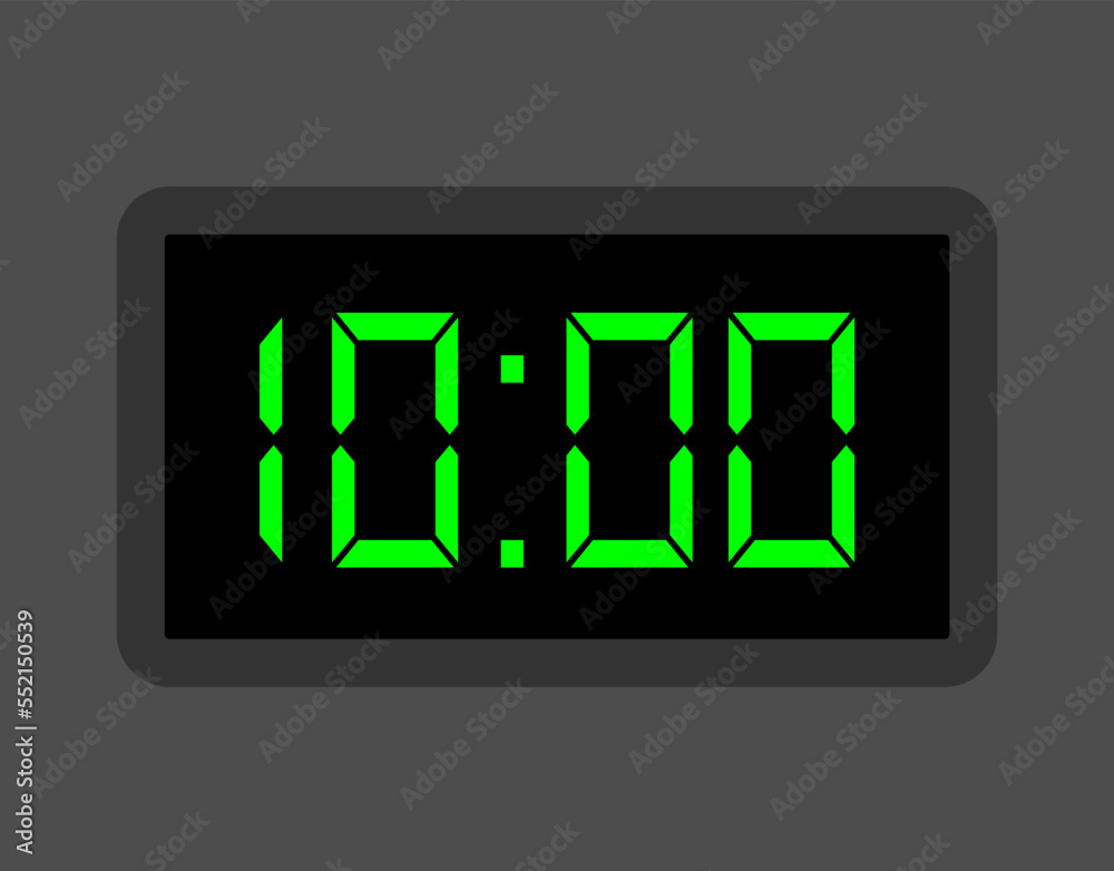 10 hours digital clock. Alarm clock design for schedule. Timer icon ...