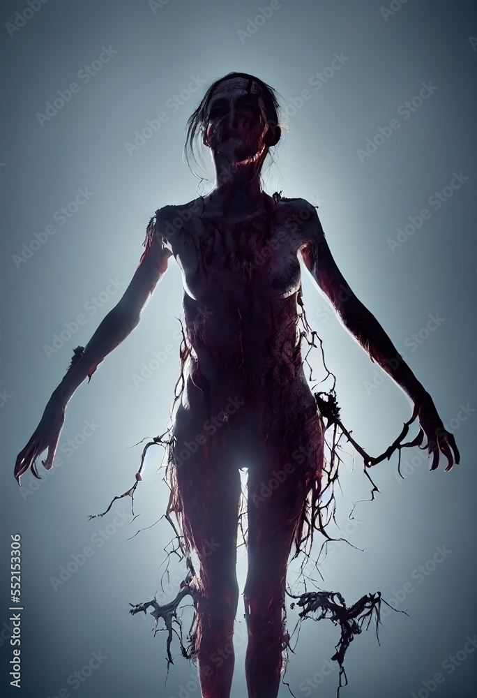 Zombie alien silhouette. Isolated flesh eater figure. Horror concept ...