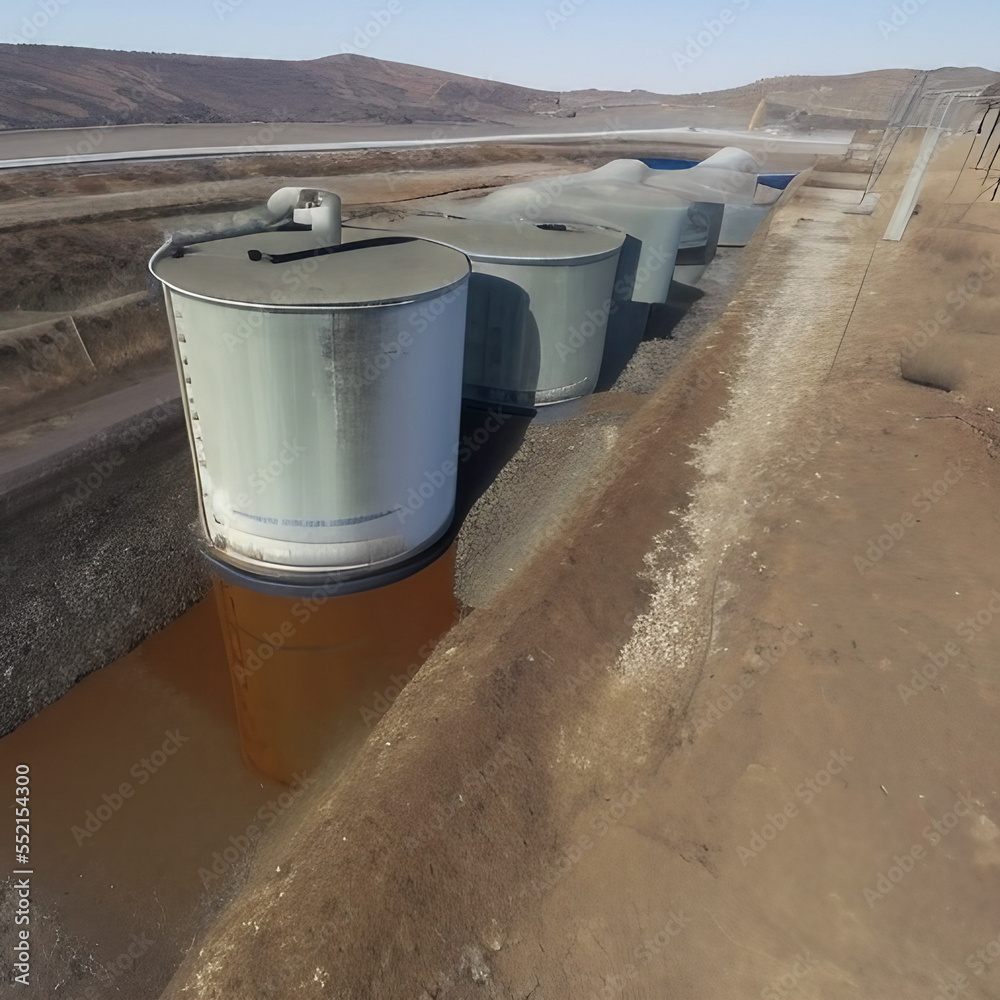 Generative AI illustration of an oil spill from a chemical storage tank ...