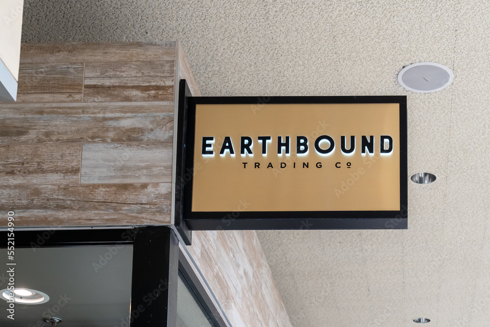 Buffalo, NY, USA - August 24, 2022: An Earthbound store projecting sign ...