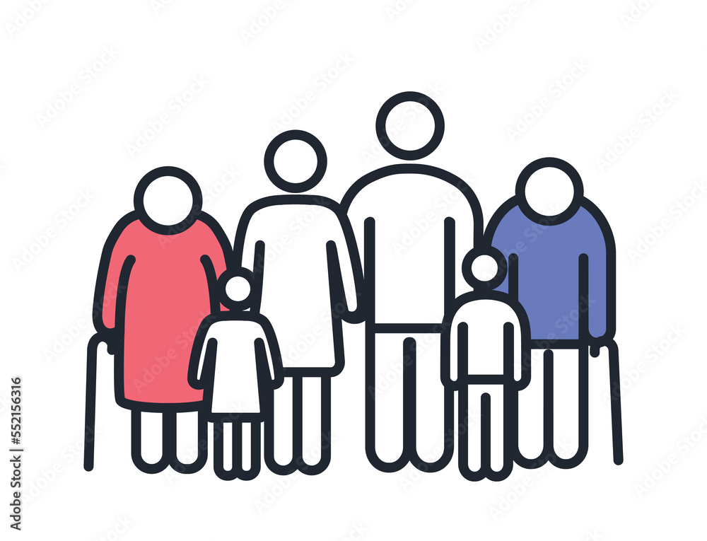 Color large family icon. Good relationship metaphor, grandfather and ...