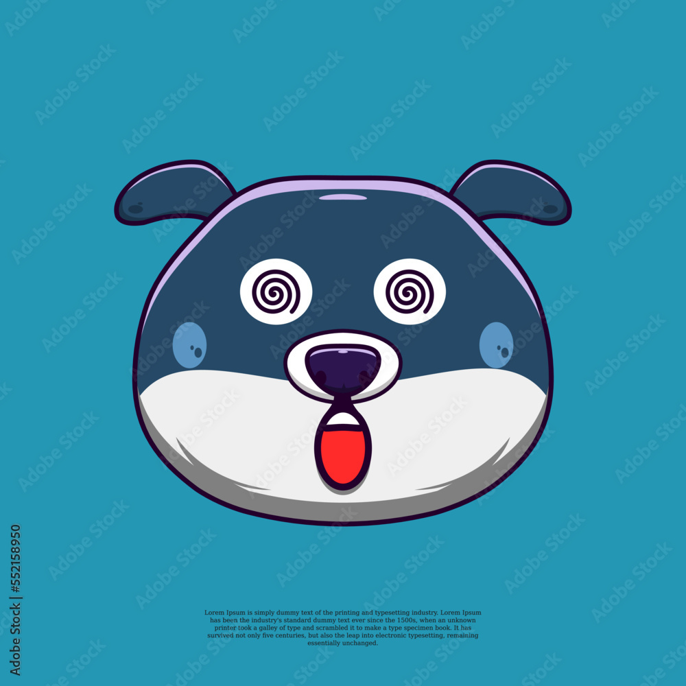 dizzy cute dog emoticon illustration. flat design cartoon Stock Vector ...
