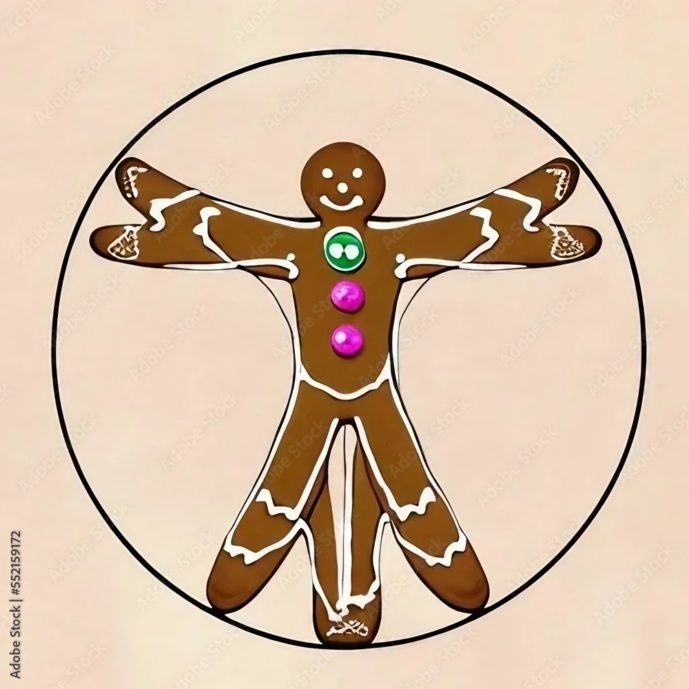 Gingerbread Vitruvian Man - Cookie art in style of Leonardo da Vinci ...