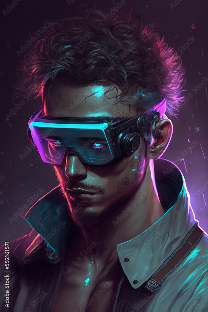 Digital artwork of sci-fi cyberpunk gangster character wearing ...