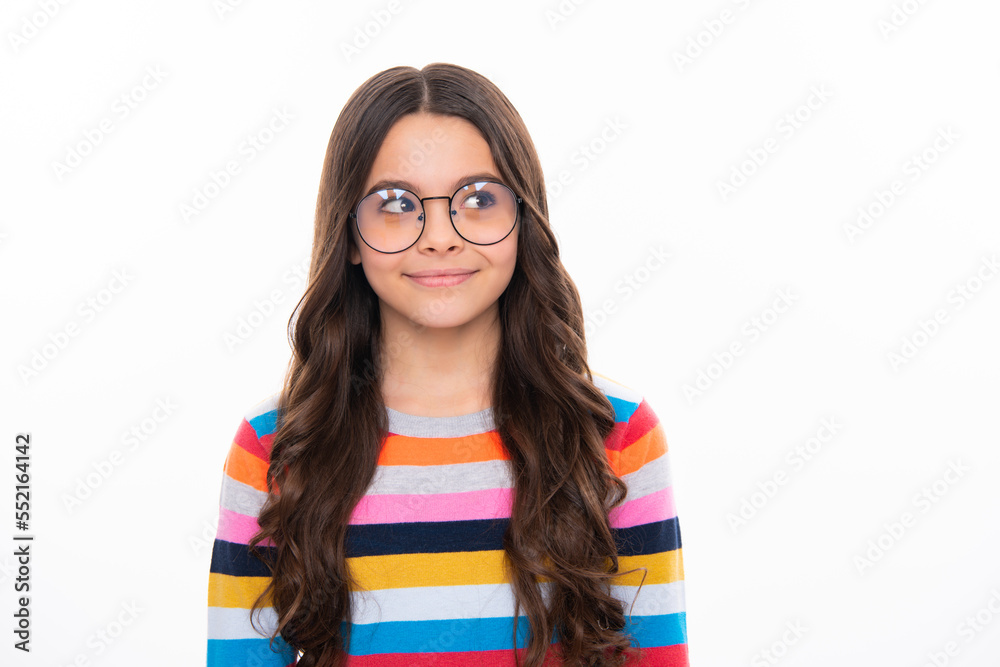 Thinking face, thoughtful emotions of teenager girl. Emotional portrait ...